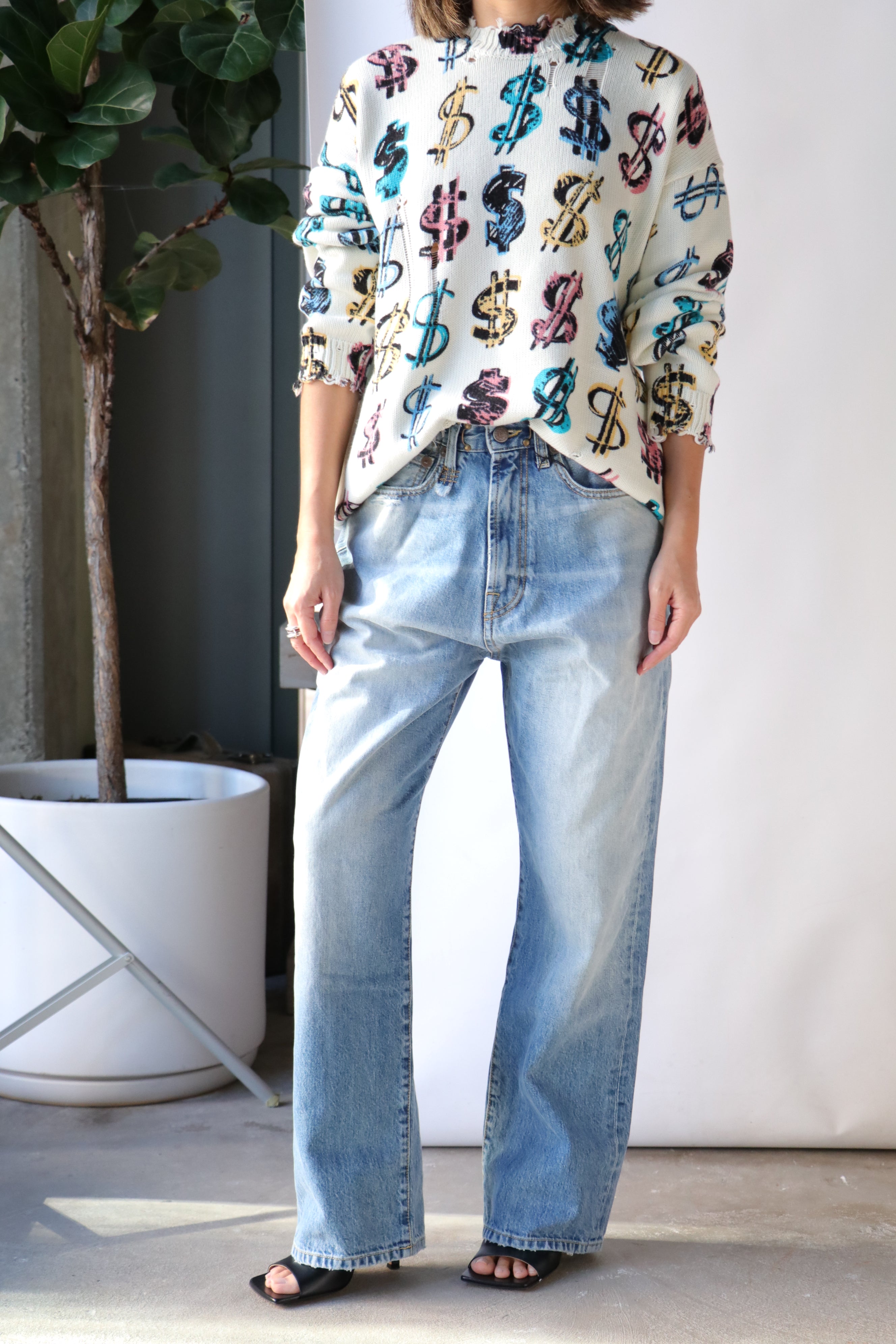 R13 Dollar Sign Oversized Sweater - Multi | Garmentory