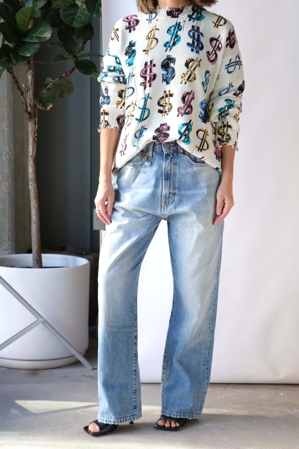 R13 Dollar Sign Oversized Sweater - Multi | Garmentory