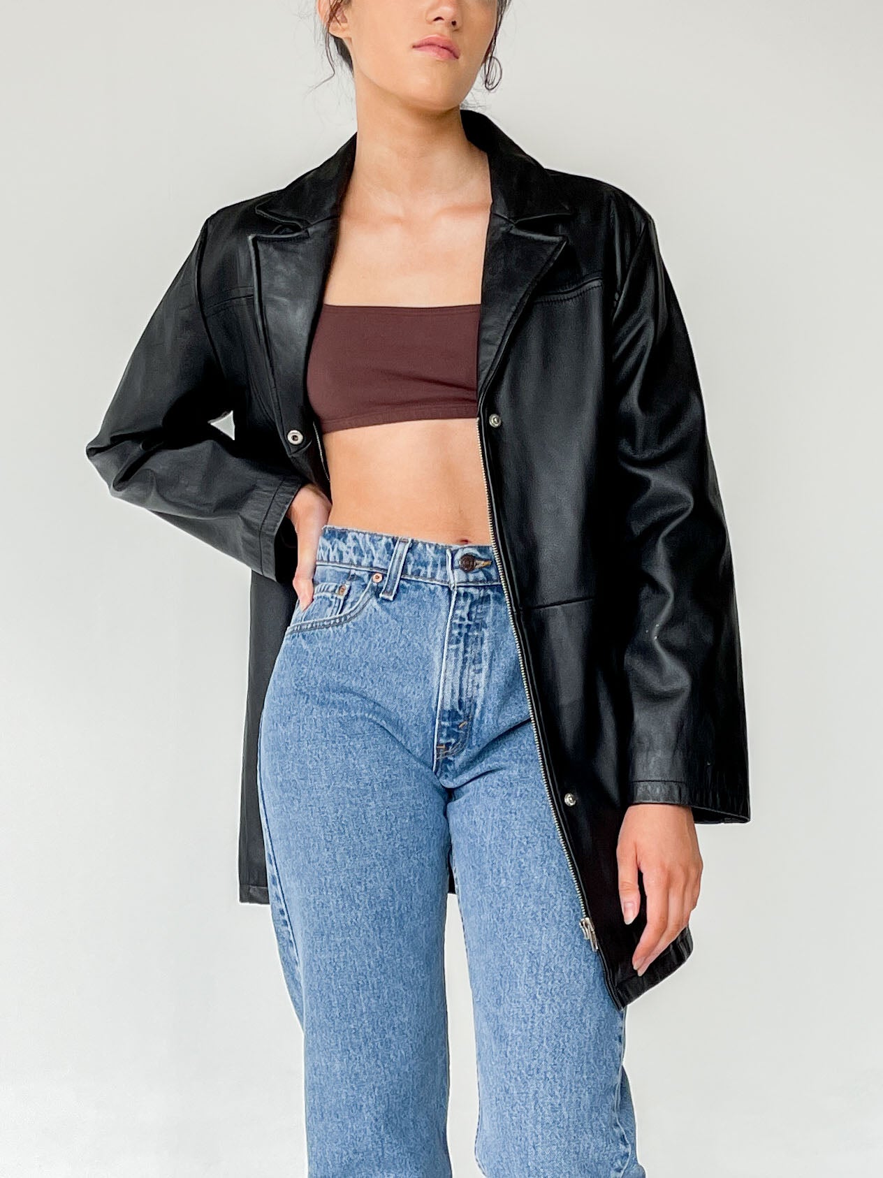 Vintage Leather Wrap Jacket - Black | Garmentory