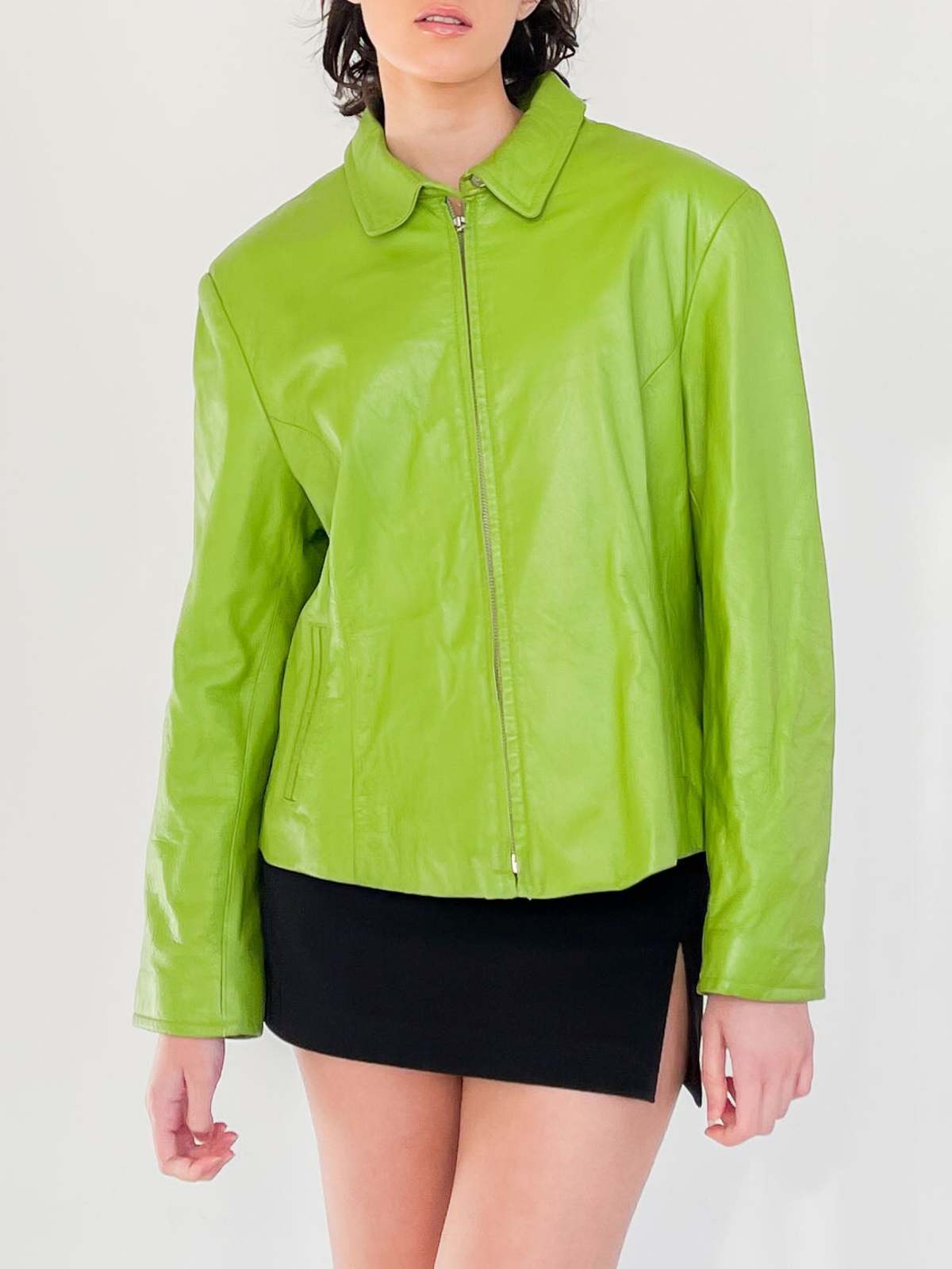 Vintage Leather Jacket - Green Apple | Garmentory