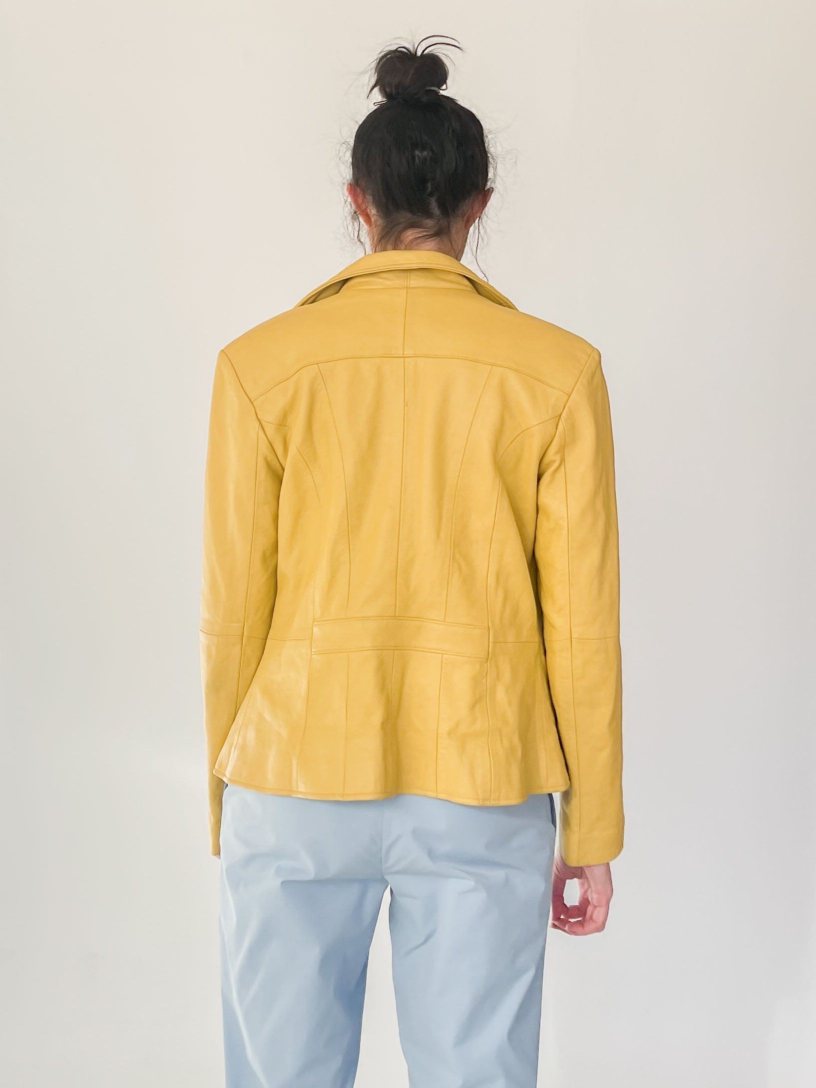 Vintage Leather Jacket - Yellow | Garmentory