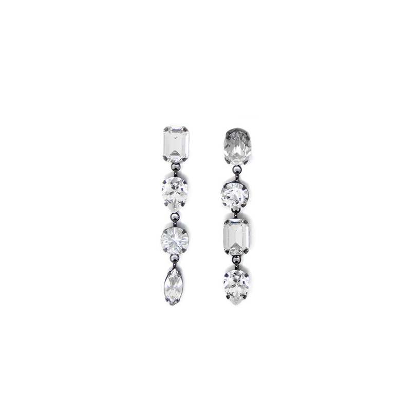 Joomi Lim Crystal Clip Earrings - Hematite/Crystal | Garmentory