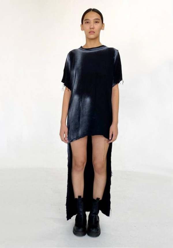 Caboclo.Bad Asymmetric Short Sleeve Painted Tunic - Overdyed | Garmentory