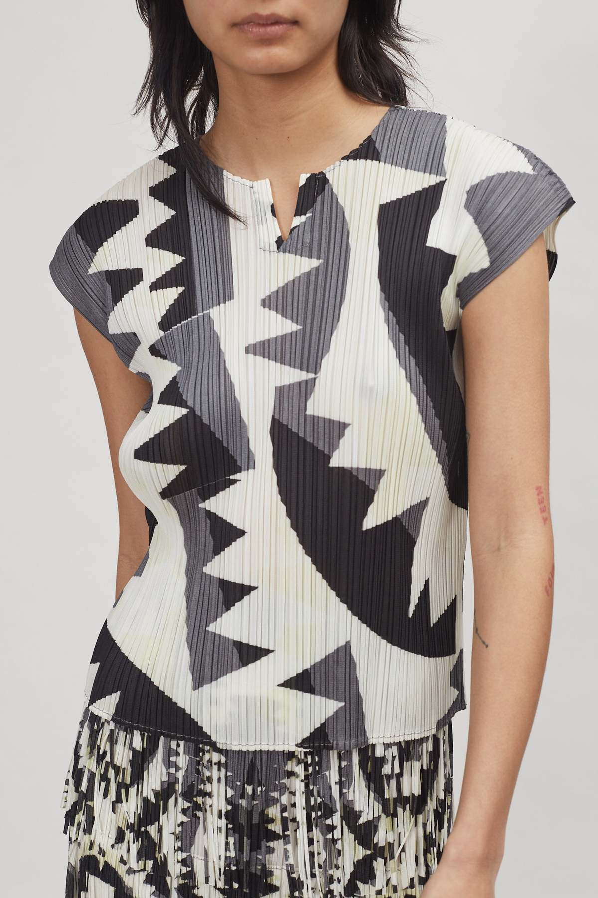 Issey Miyake Pleats Please Zig Zag Top Monochrome Garmentory