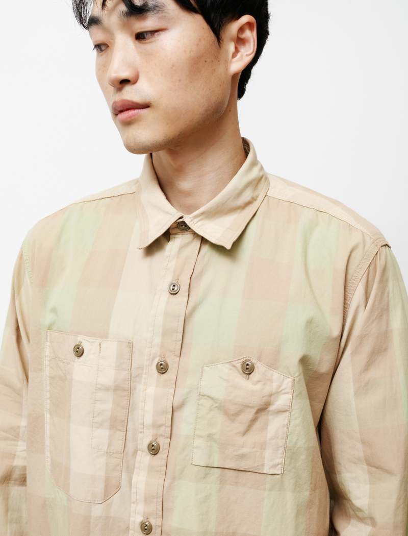 Engineered Garments Block Check Workshirt - Khaki/Olive | Garmentory
