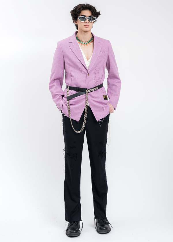 Doublet RECYCLE WOOL DAMAGED Jacket - pink | Garmentory