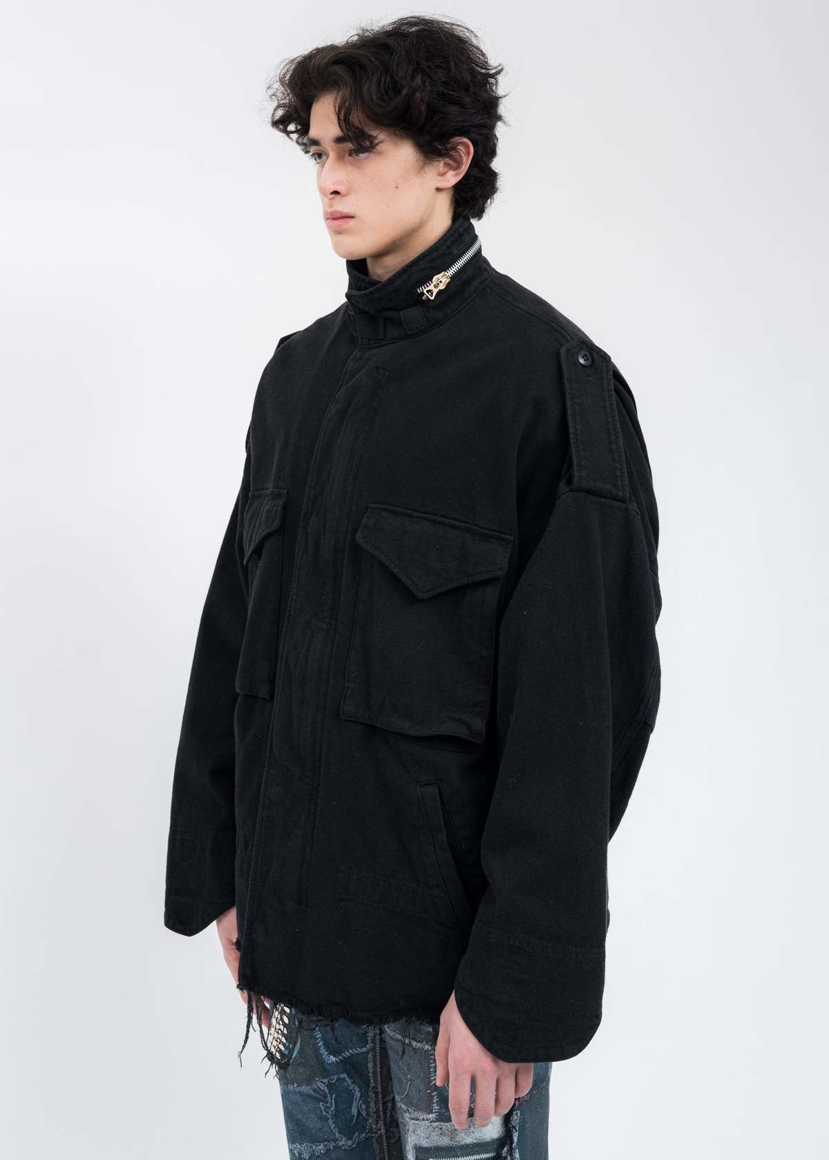 Doublet SILK TWILL MILITARY Jacket - Black | Garmentory