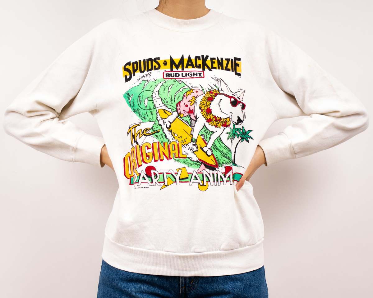 1980's / 1990's Budweiser Spuds Mackenzie Sweatshirt - White/Bright ...