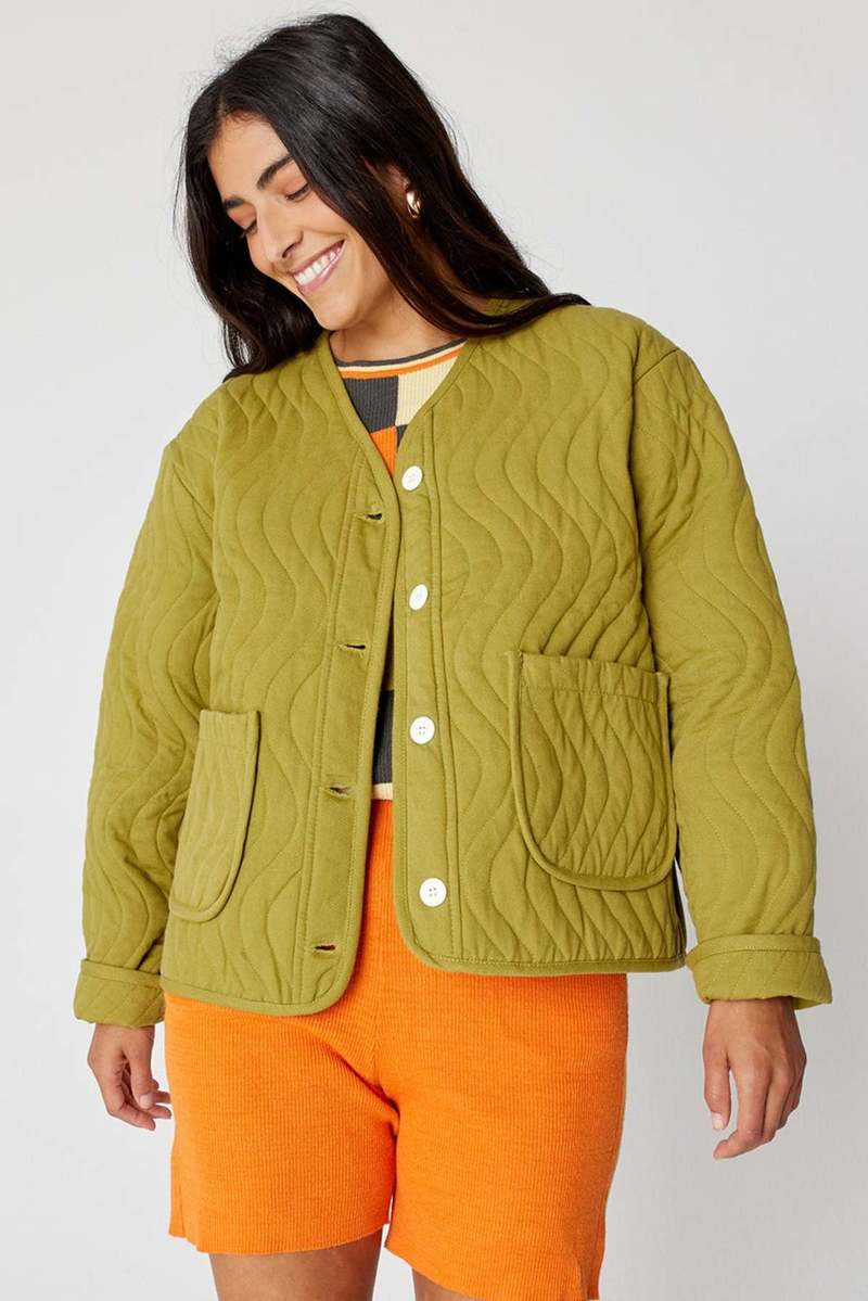 Back Beat Co. Organic Cotton Twill Wave Liner Jacket - Green | Garmentory