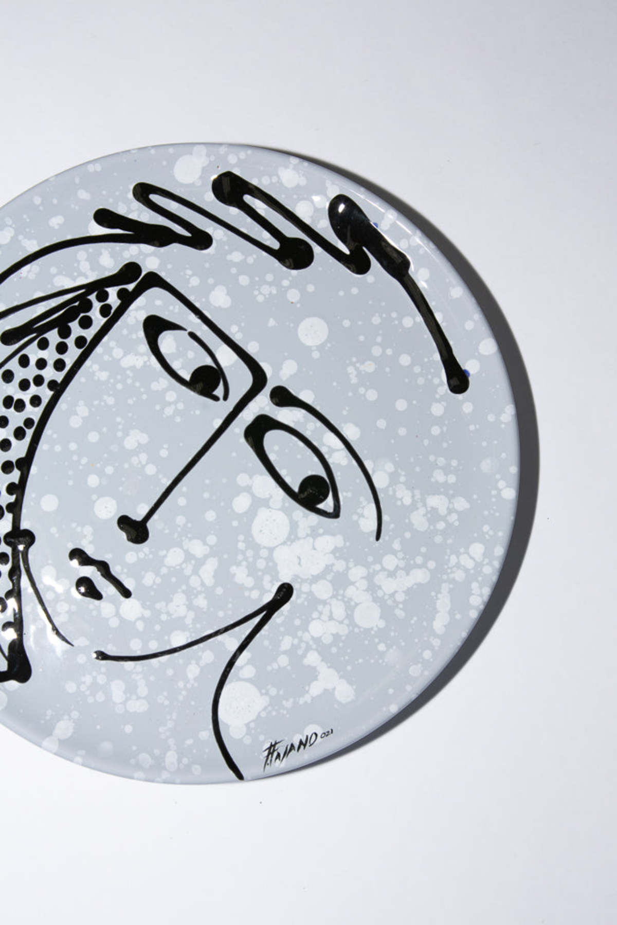 Nicola Fasano Face Dinner Plate Gray Black White Garmentory