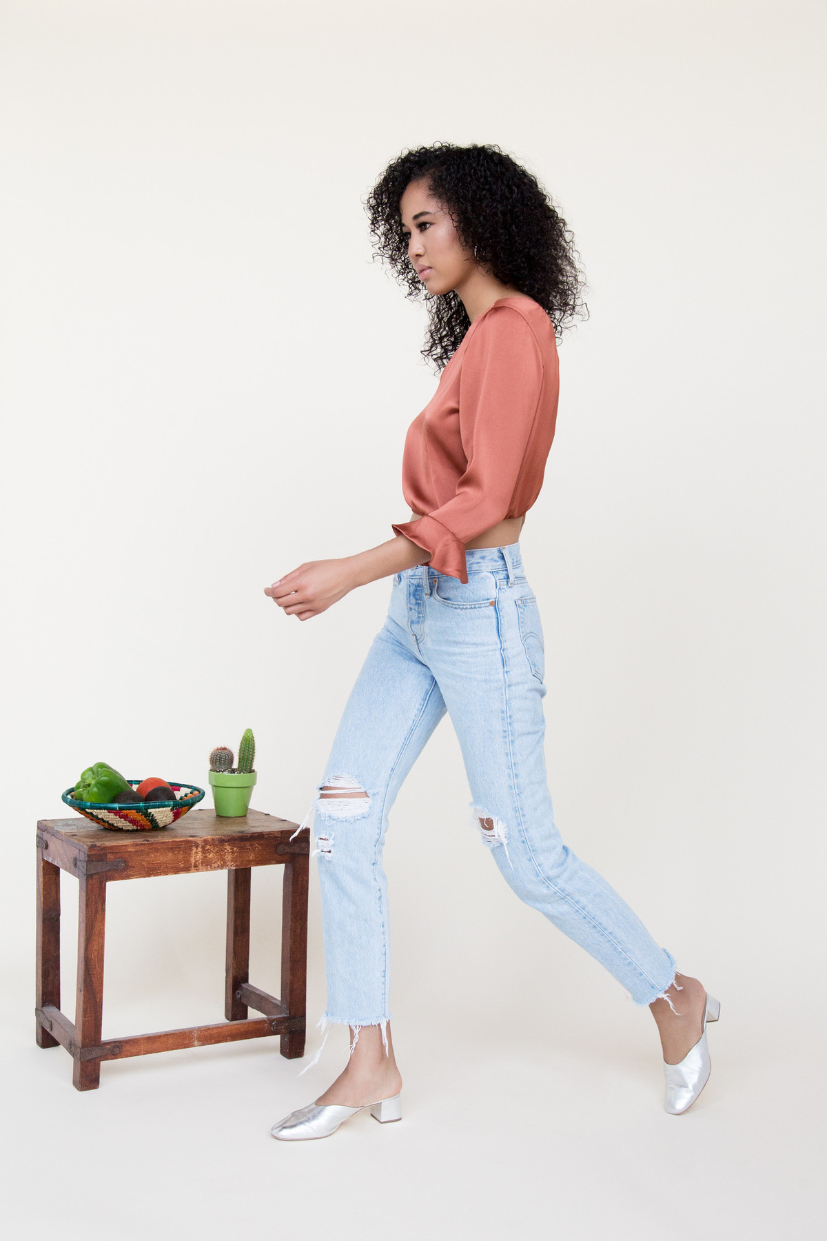 BETWEEN TEN Rachel Top - Rust Satin | Garmentory