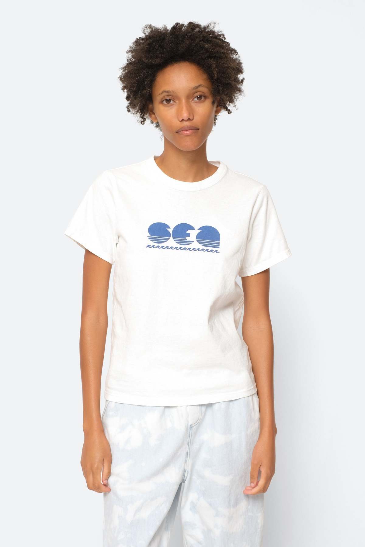 Sea NY Wave Graphic Tee - White/Blue | Garmentory