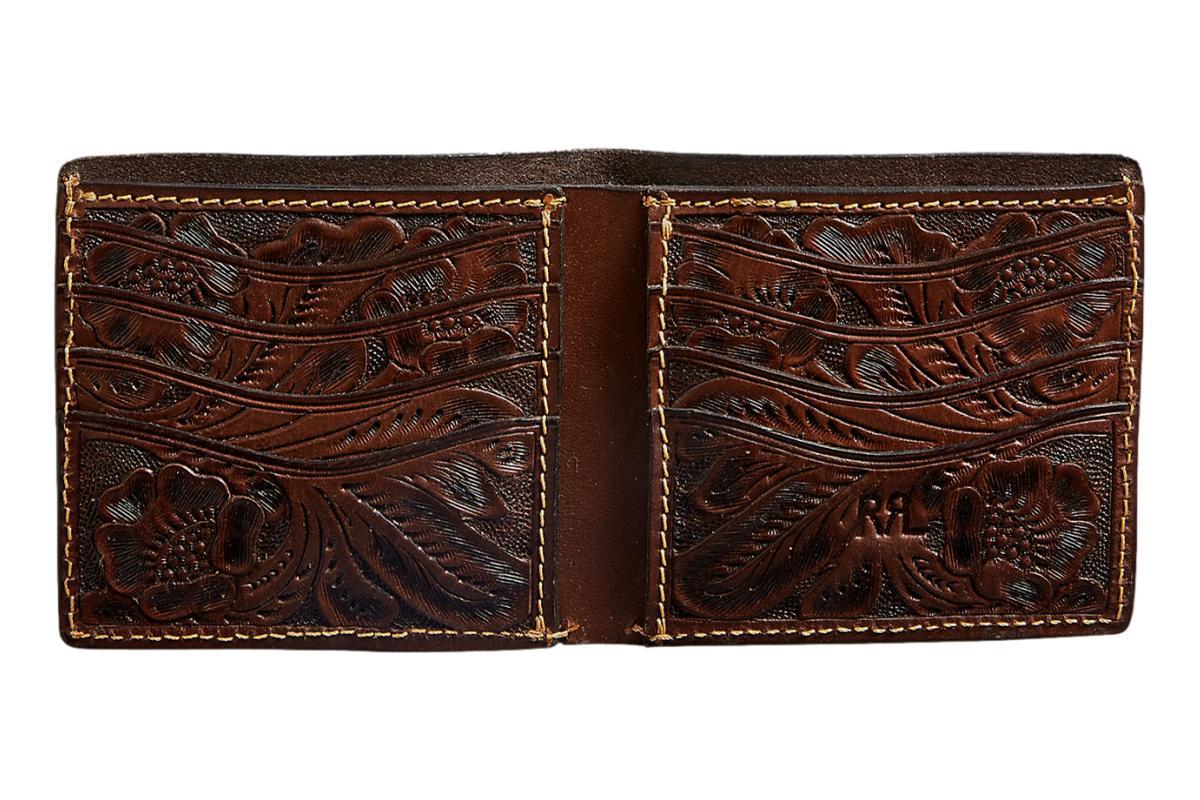 Hand-Tooled Leather Billfold Brown | Garmentory