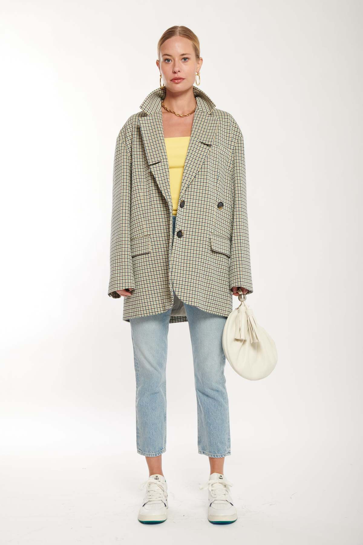 Tibi Liam Houndstooth Jacquard Blazer - Black Multi | Garmentory