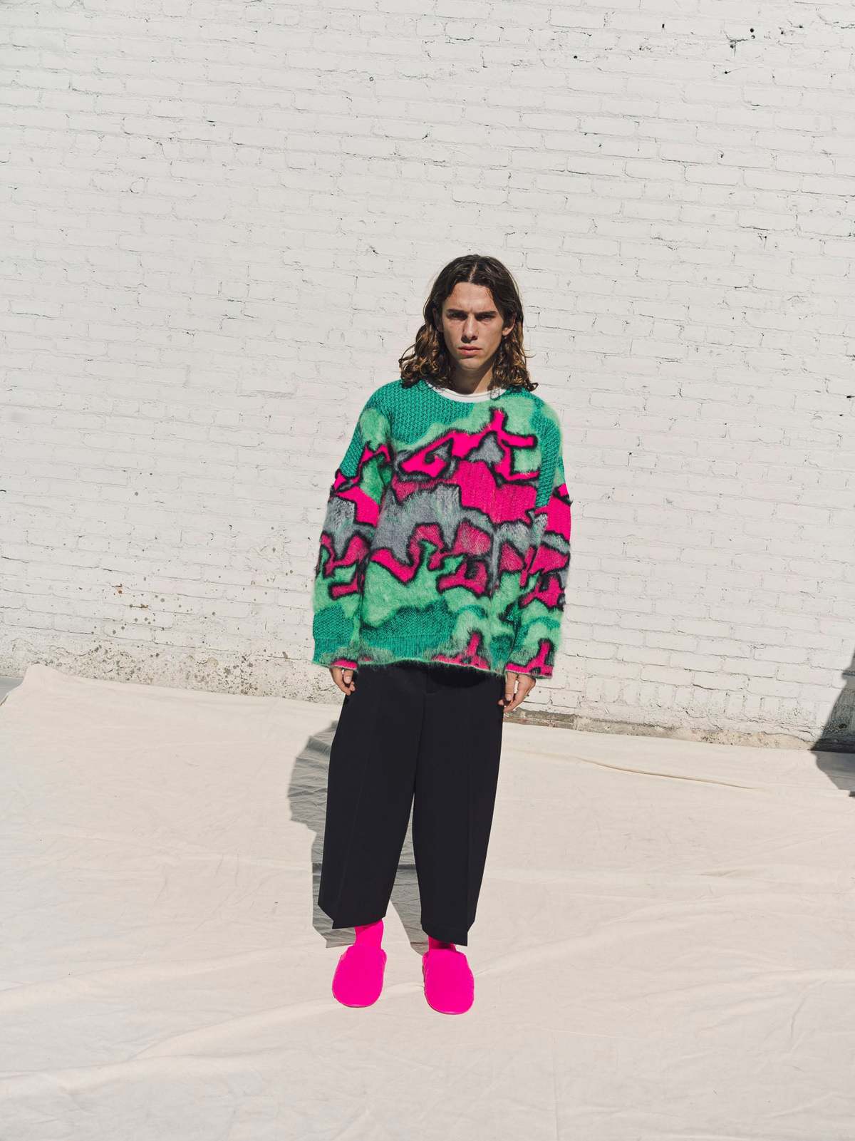 LOEWE Camouflage Oversize Mohair Knit Sweater - Multicolor | Garmentory