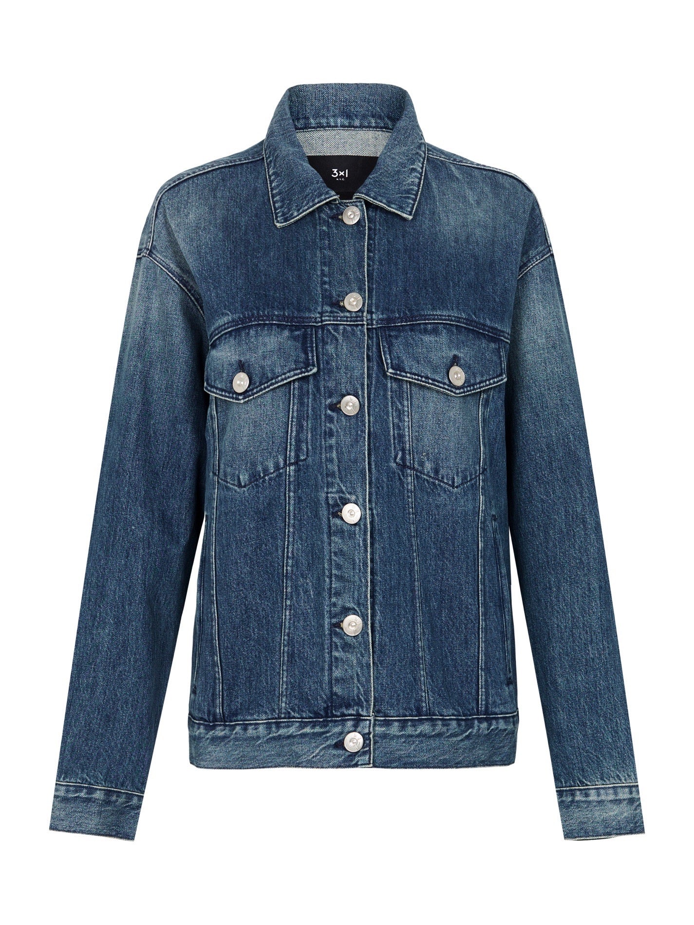 3x1 Bijou Chain Jacket - Mid Denim | Garmentory
