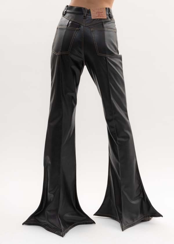 Y/project LEATHER TRUMPET Pants - black | Garmentory