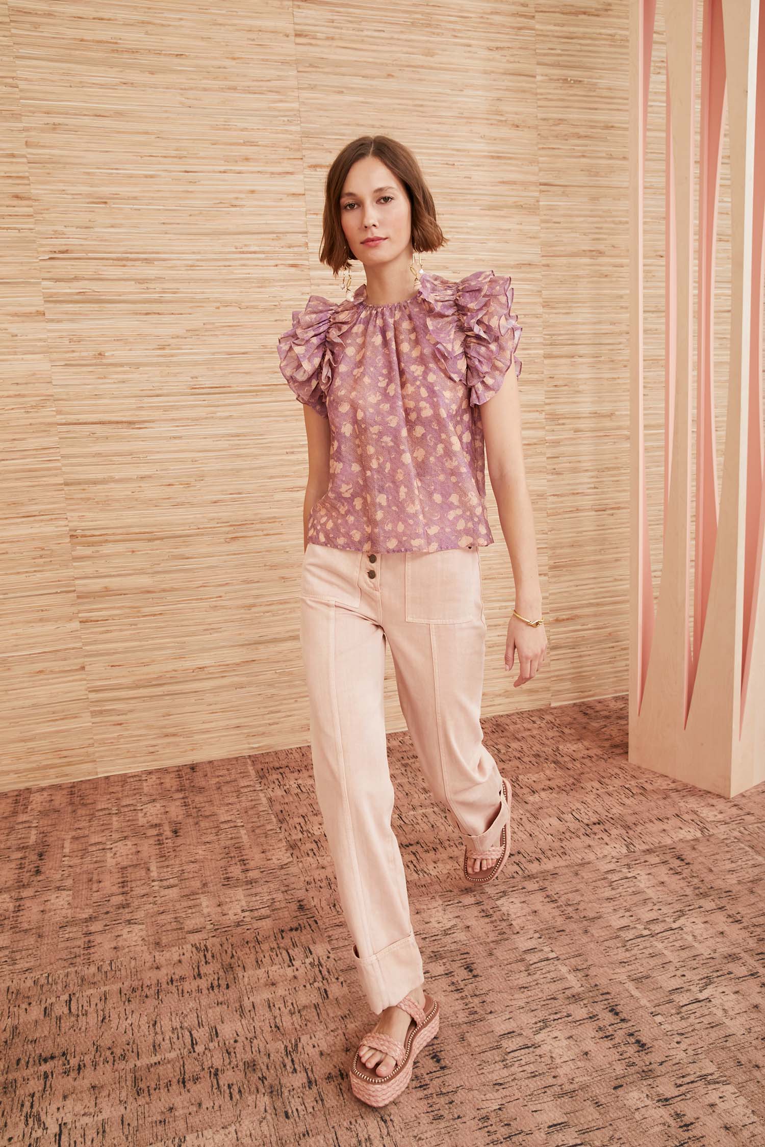 Ulla Johnson Manon Top - Lavender Handprint Dot | Garmentory