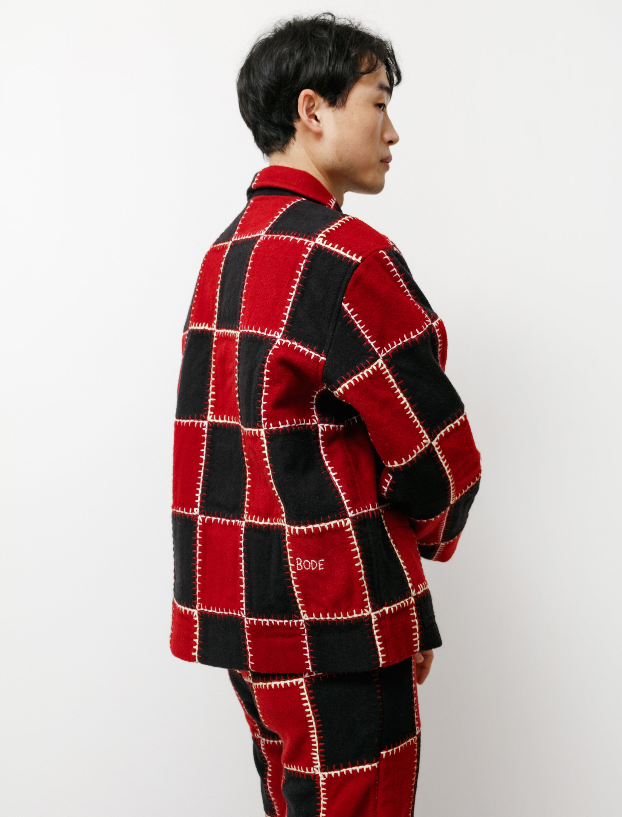 BODE Blanket Stitch Quilt Jacket - Red/Black | Garmentory