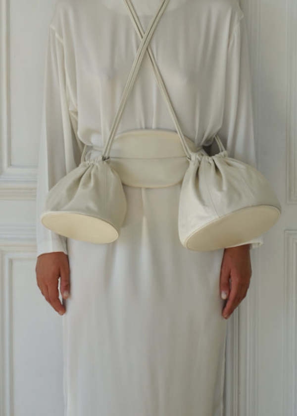 Modern Weaving Mini Drum Drawstring Bucket bag - Optic | Garmentory