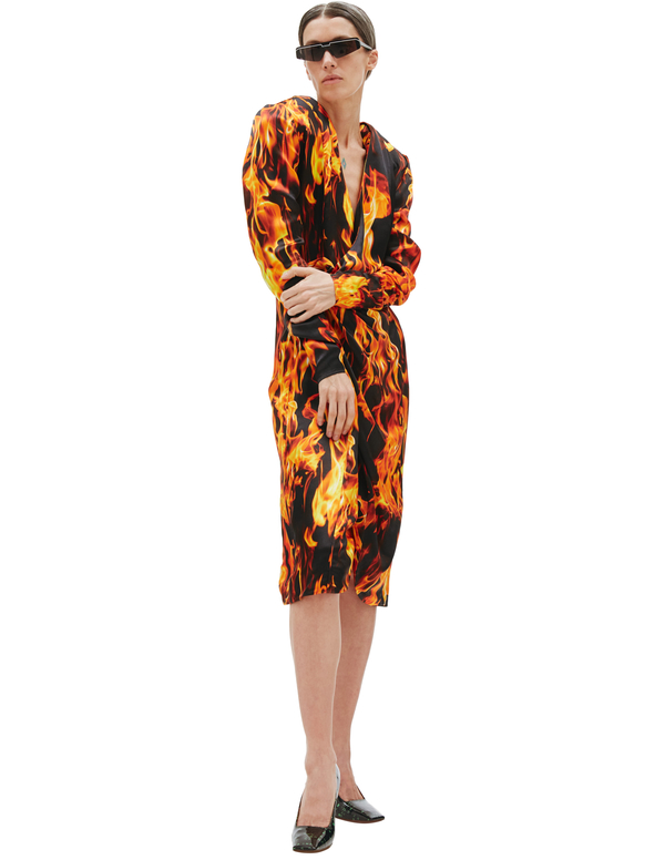 Vetements Fire Print Midi Dress | Garmentory