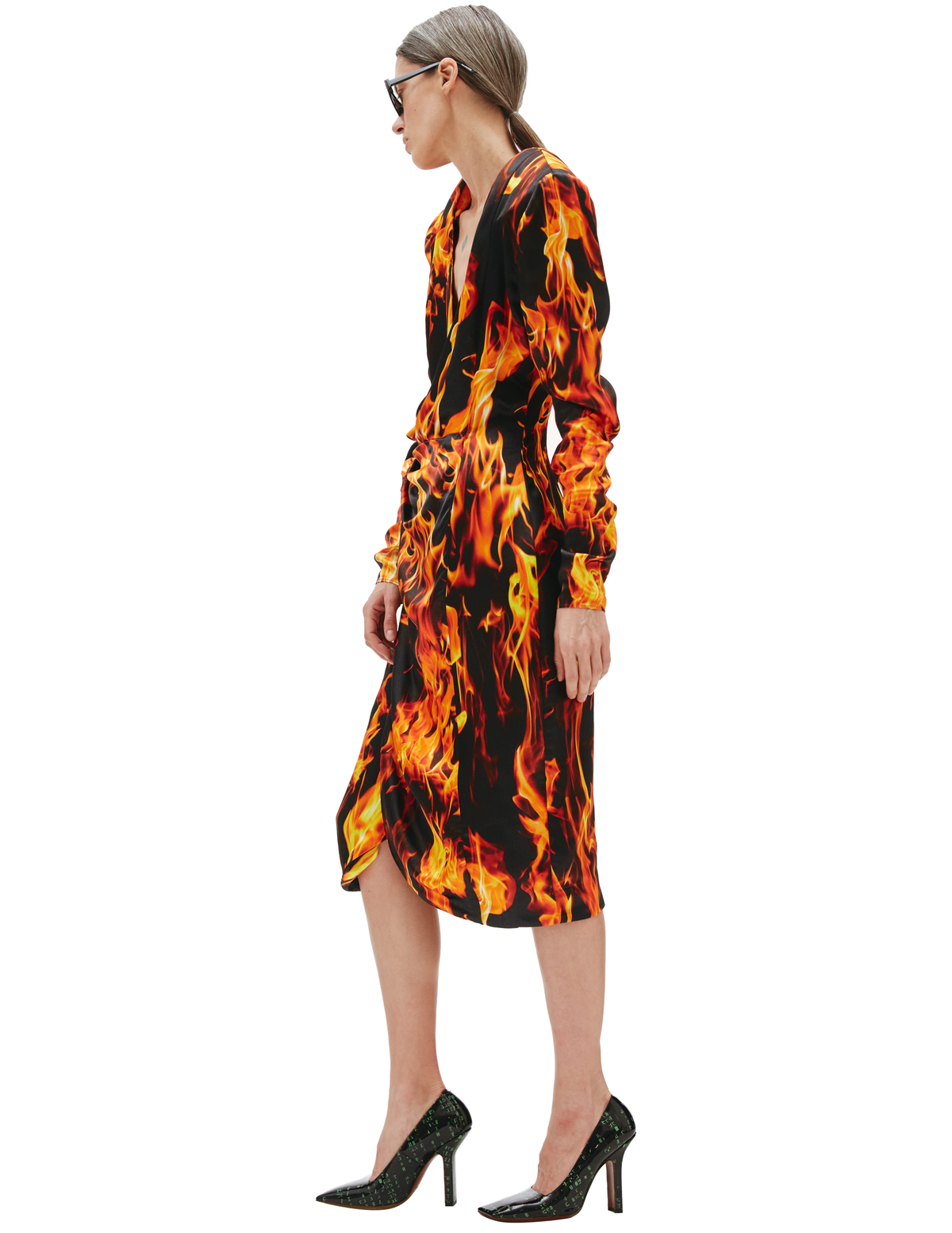 Vetements Fire Print Midi Dress | Garmentory