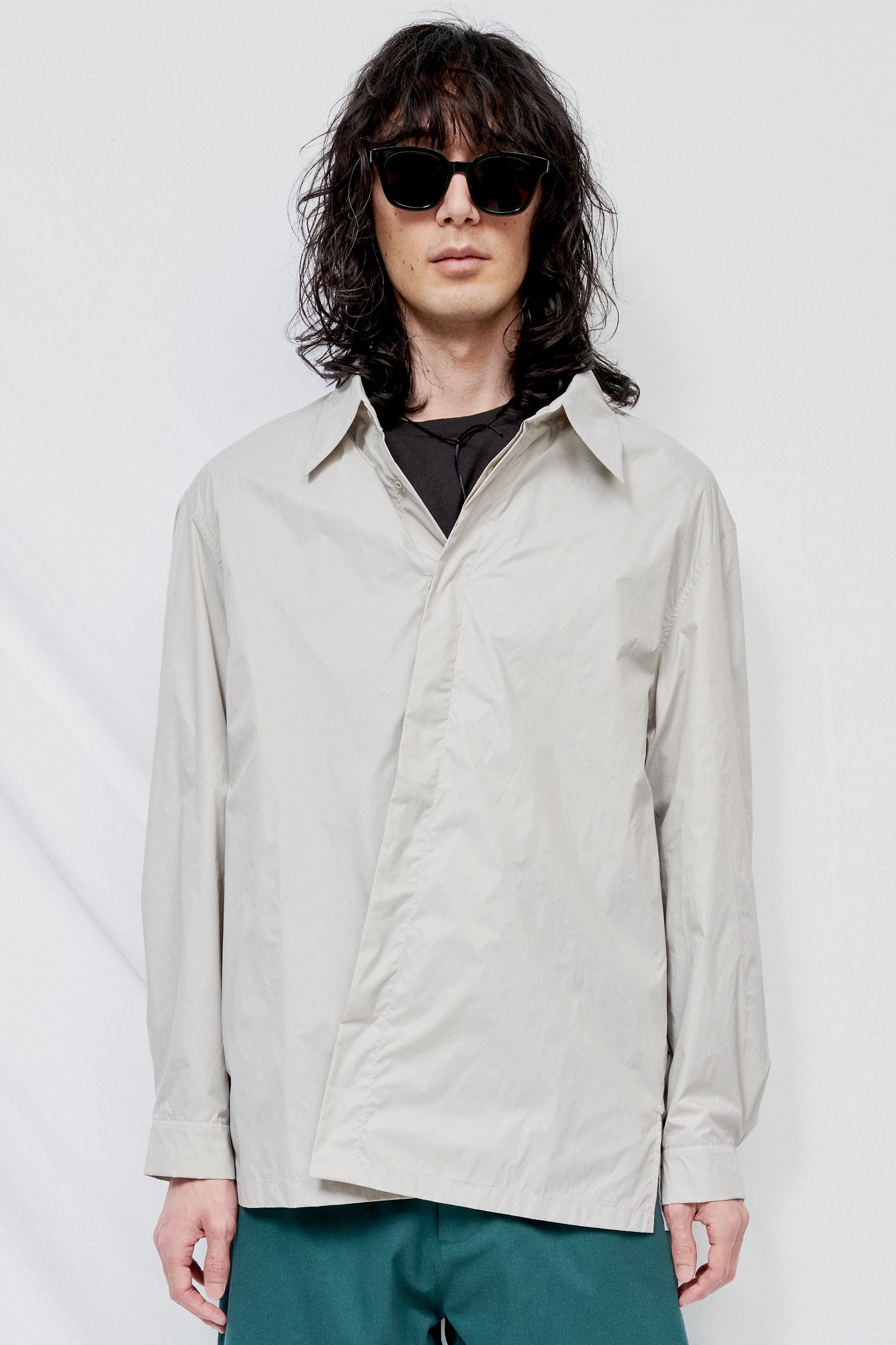 AMOMENTO Packable Nylon Shirt - Grey | Garmentory