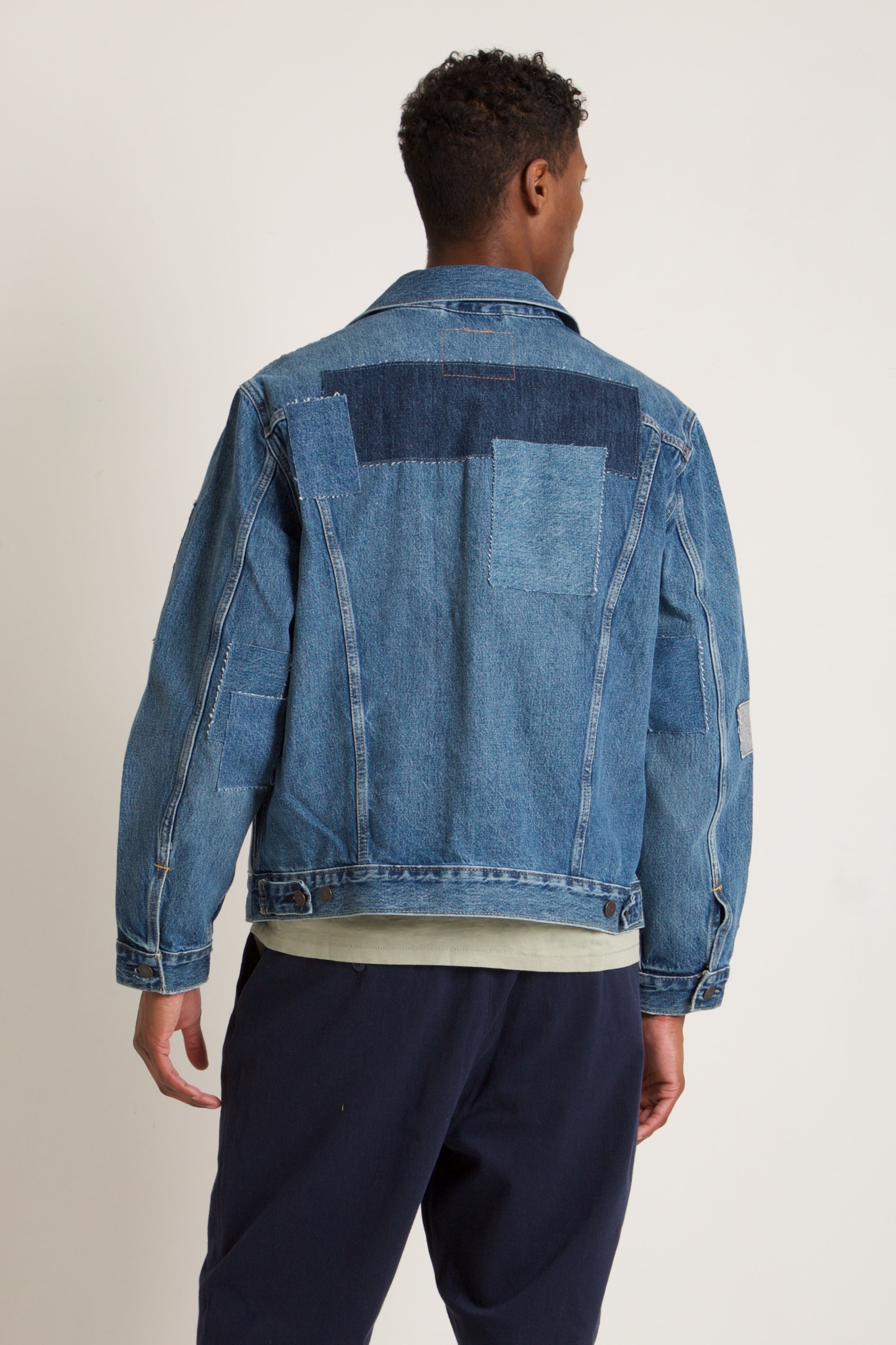 Levi's Patchwork Trucker Jacket - All Blue Indigo Patch | Garmentory