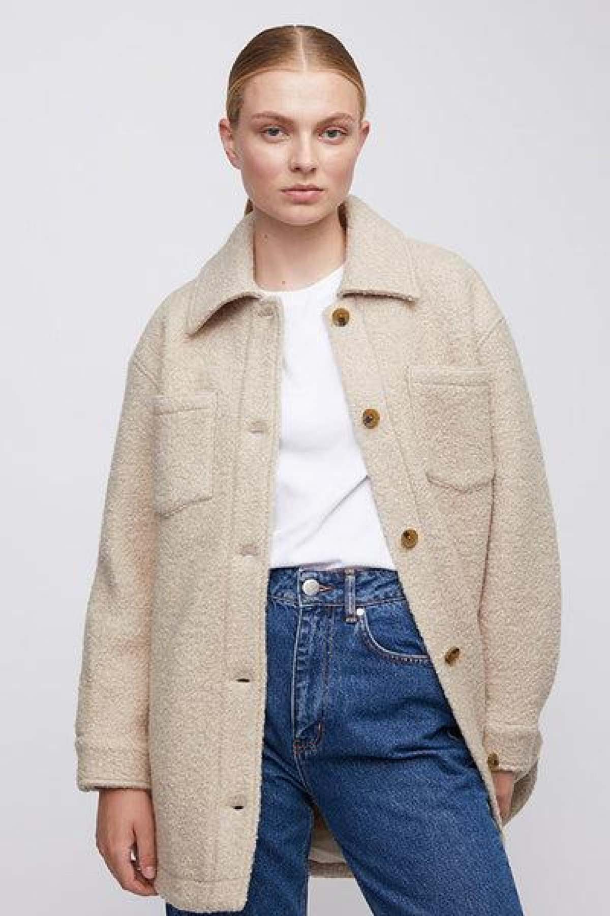 Just Female Box Shirt Jacket - Cream | Garmentory