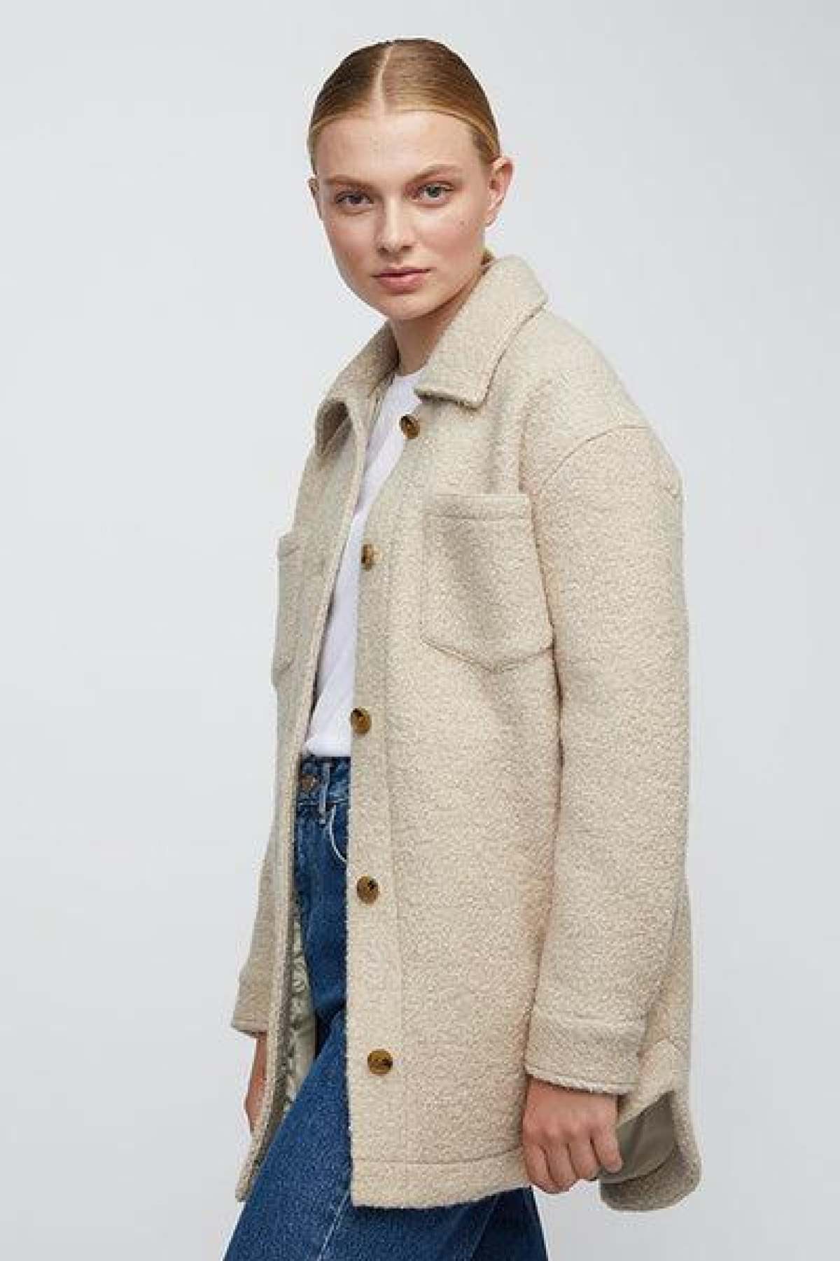 Just Female Box Shirt Jacket - Cream | Garmentory