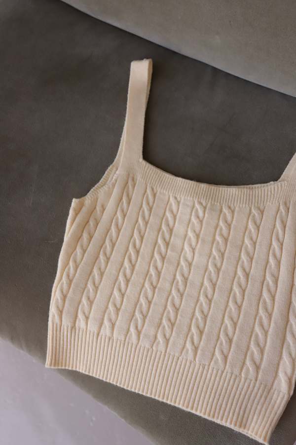 LUCY PARIS Cable Knit Cami - Pale Yellow | Garmentory