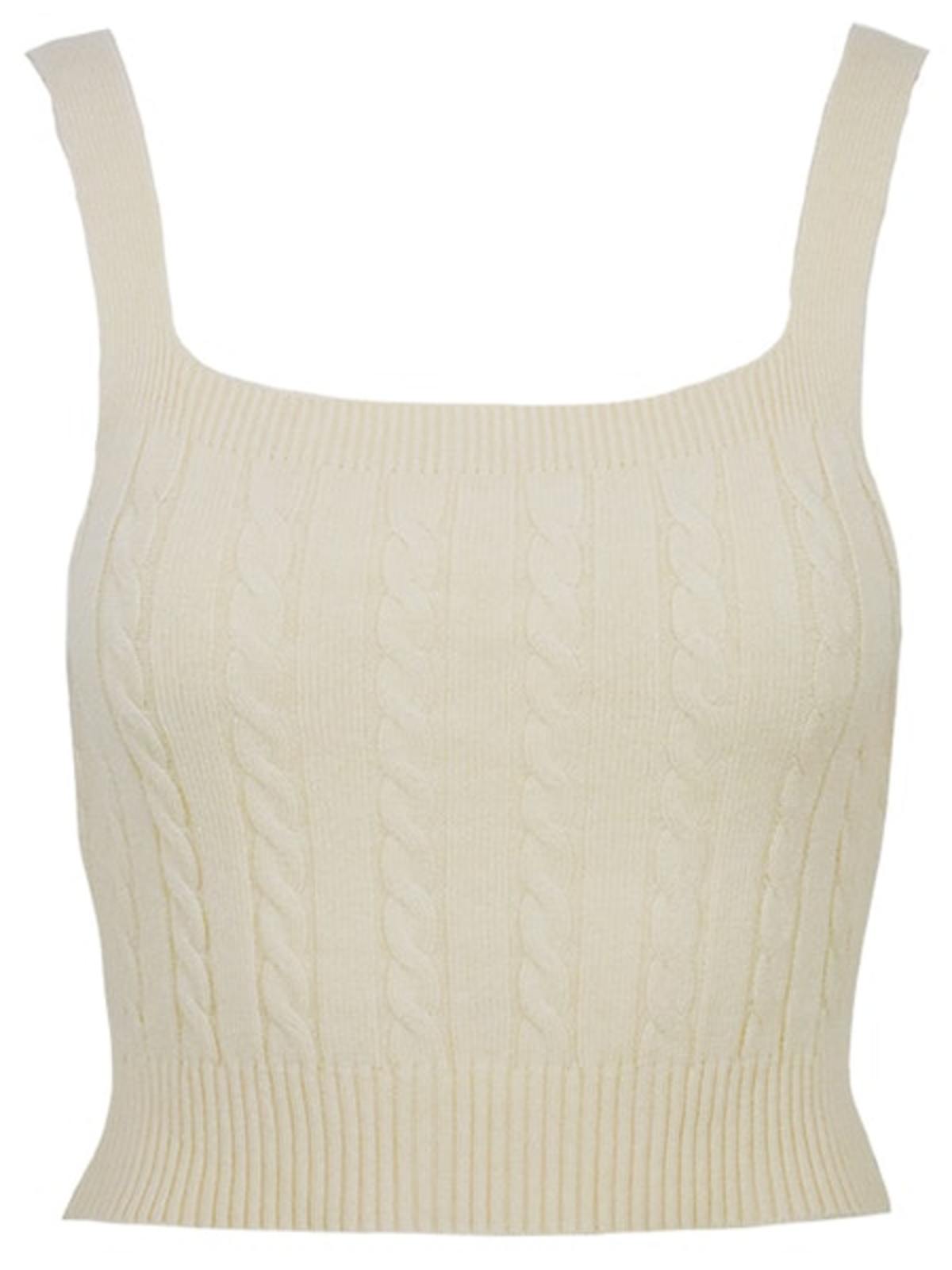 LUCY PARIS Cable Knit Cami - Pale Yellow | Garmentory