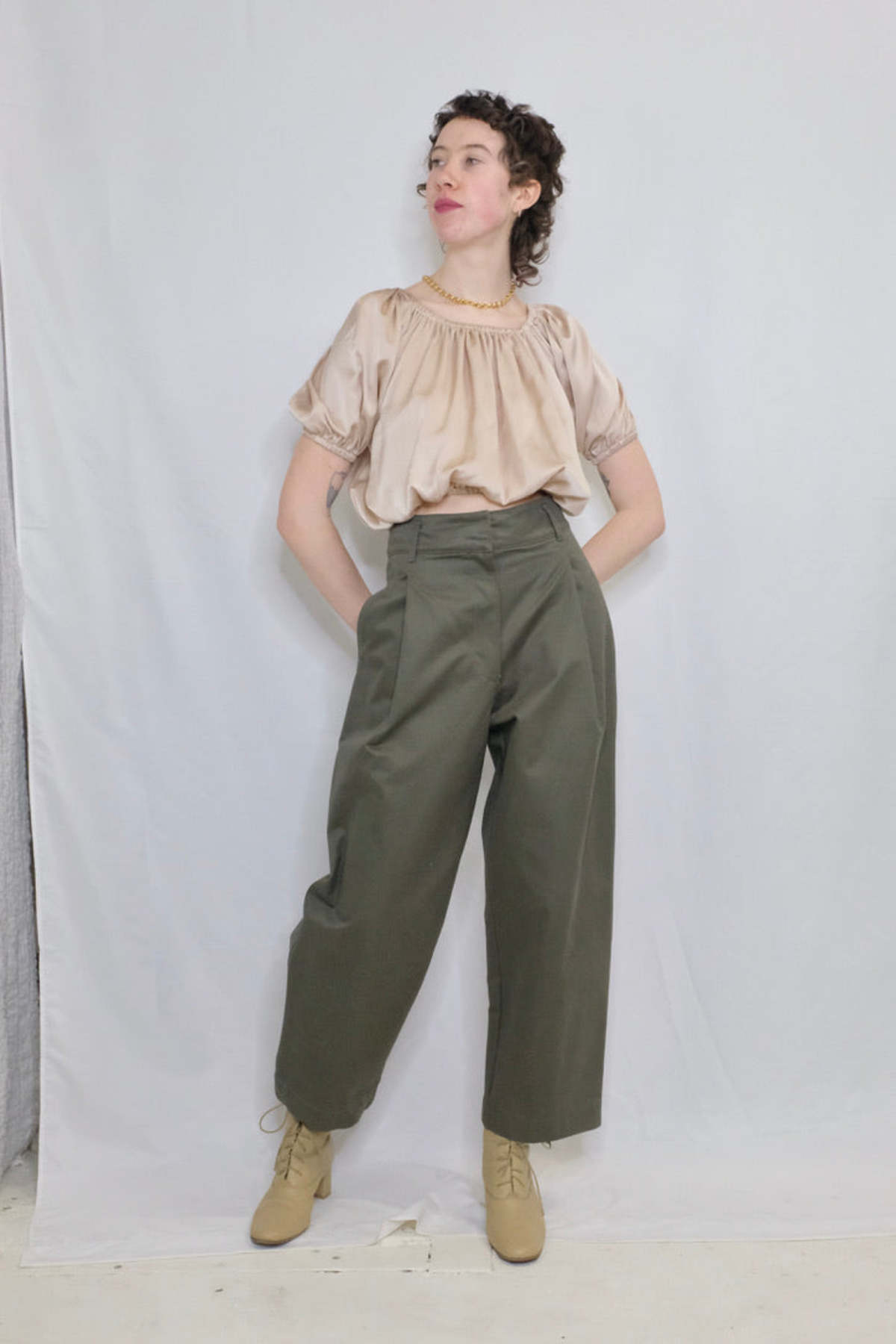 Miranda Bennett Studio Carlisle Silk Charmeuse Top - Walnut | Garmentory