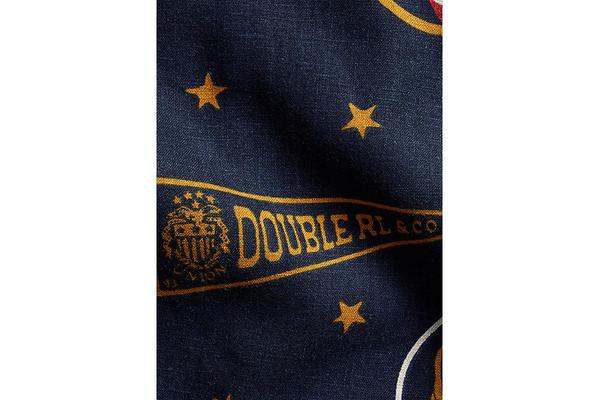 RRL Logo-Print Linen-Blend Camp Shirt - Navy Multi | Garmentory