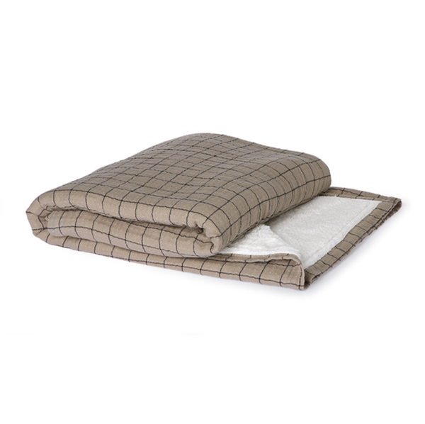 An Artful Life Checkered sherpa throw - beige/black | Garmentory