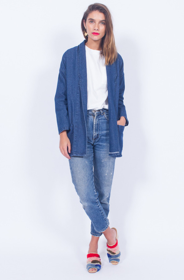 Yo Vintage! DENIM DUSTER JACKET - MEDIUM | Garmentory