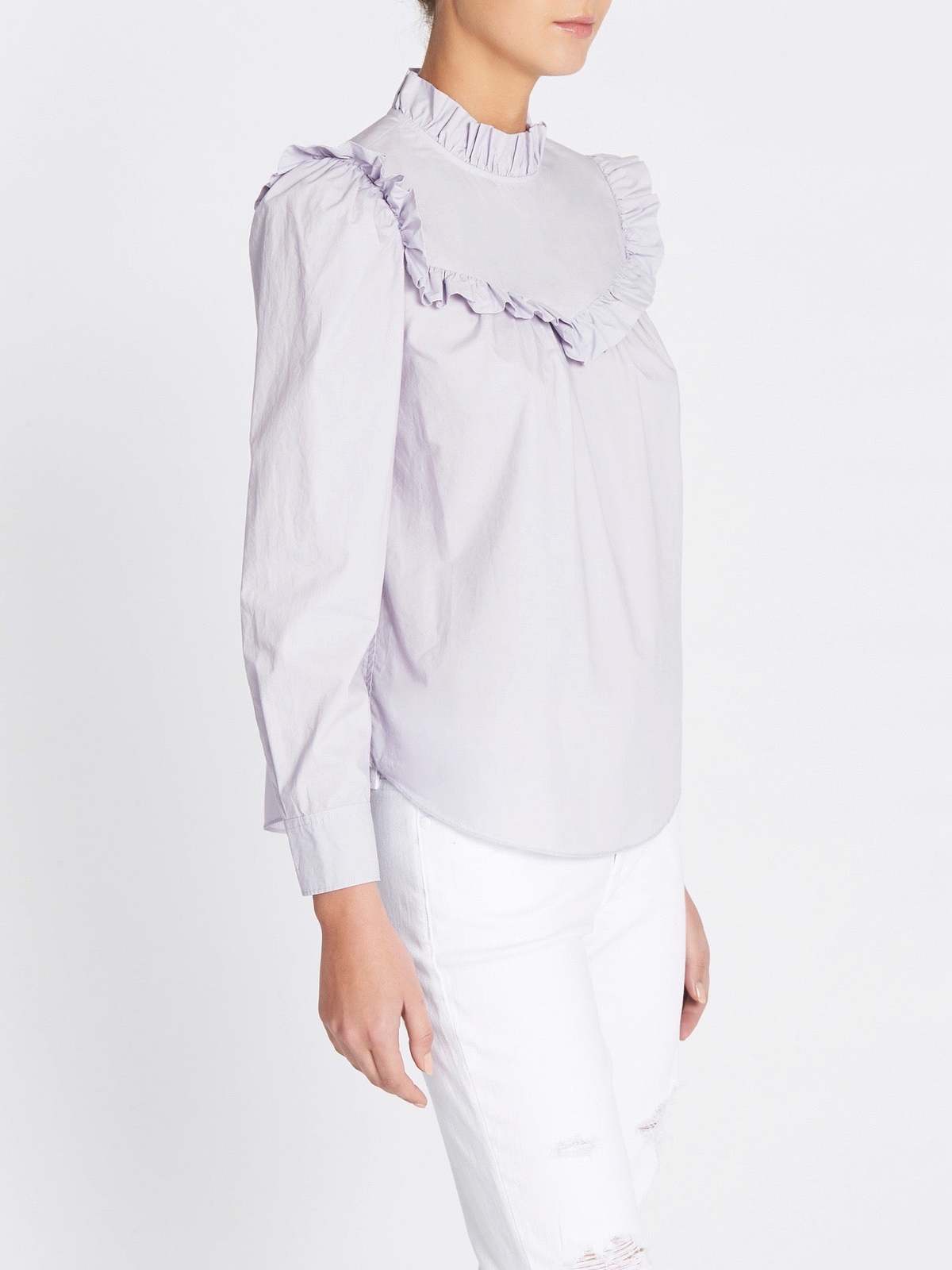 Rebecca Taylor Poplin Ruffle Top - purple | Garmentory