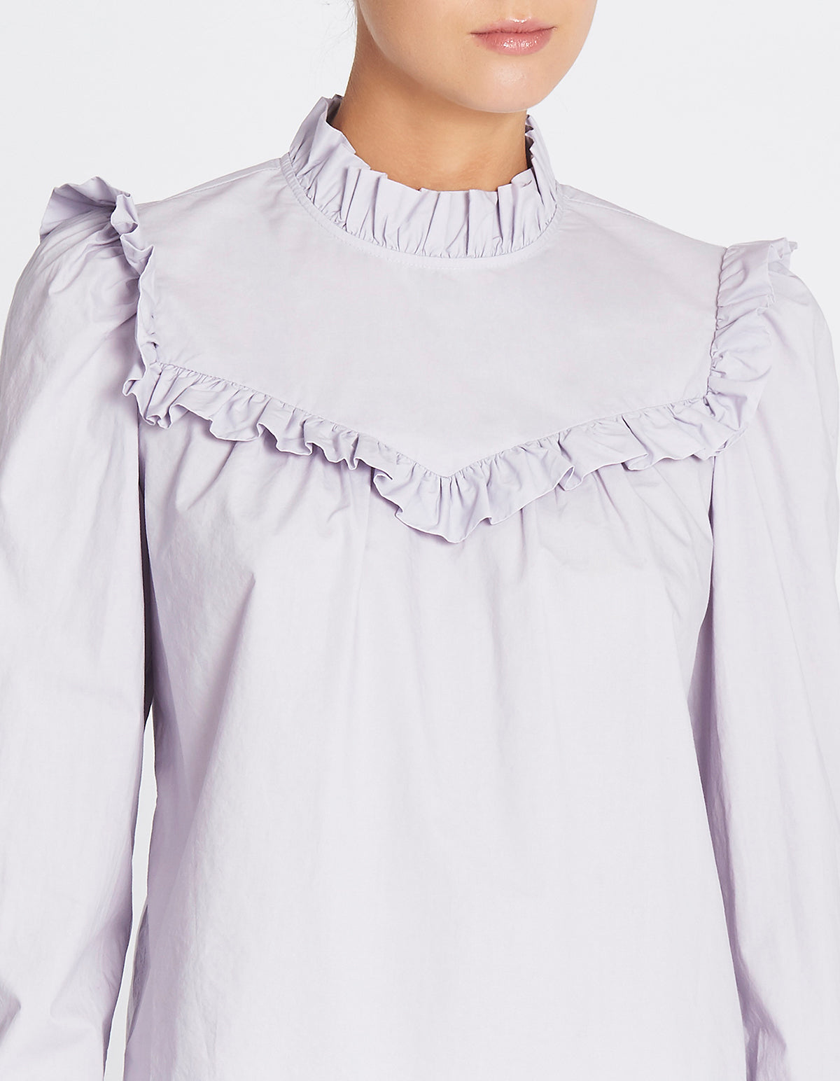 Rebecca Taylor Poplin Ruffle Top - purple | Garmentory
