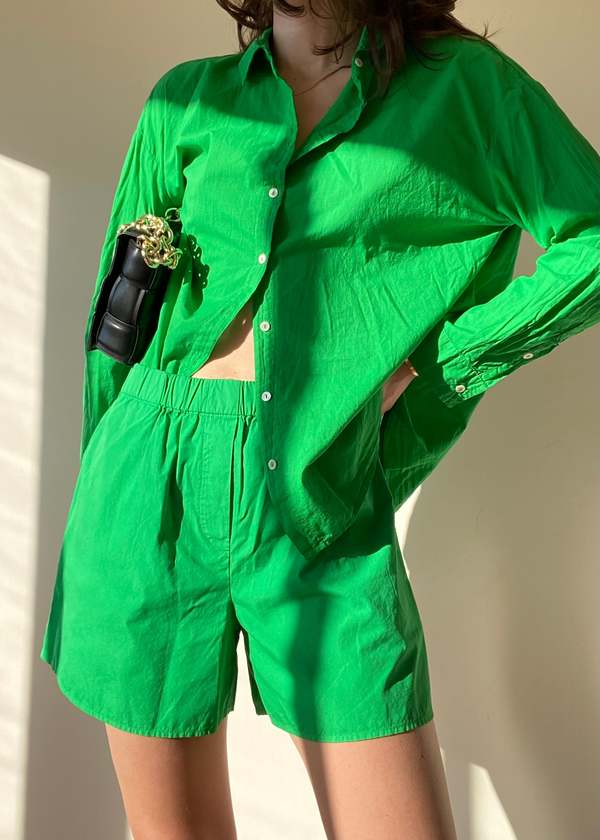 Velvet Holly Cotton Poplin Short - Green | Garmentory