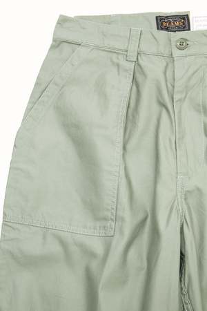 Beams Plus 1Pleat Baker 80/3 Back Sateen Pants - SAGE | Garmentory