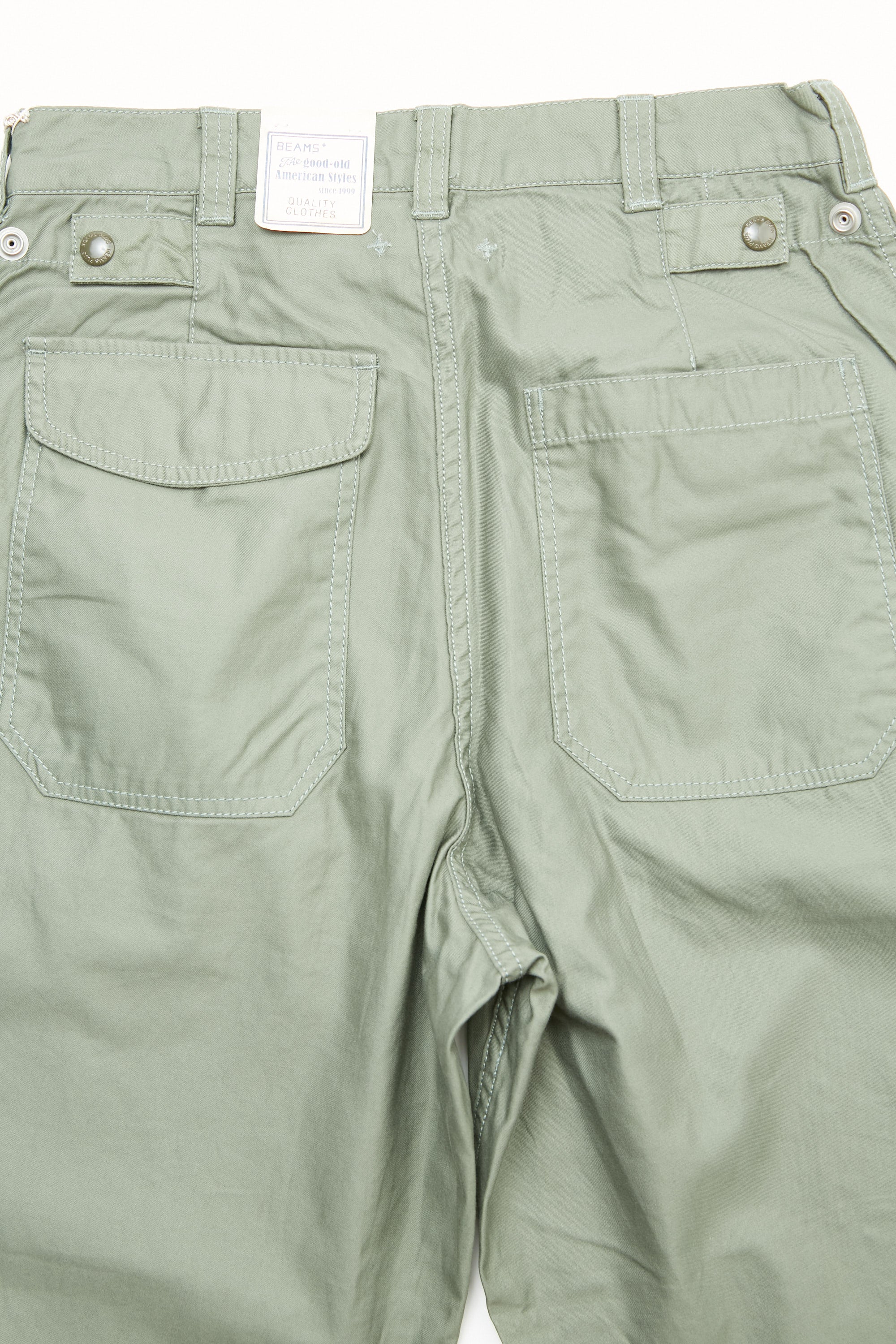 Beams Plus 1Pleat Baker 80/3 Back Sateen Pants - SAGE | Garmentory