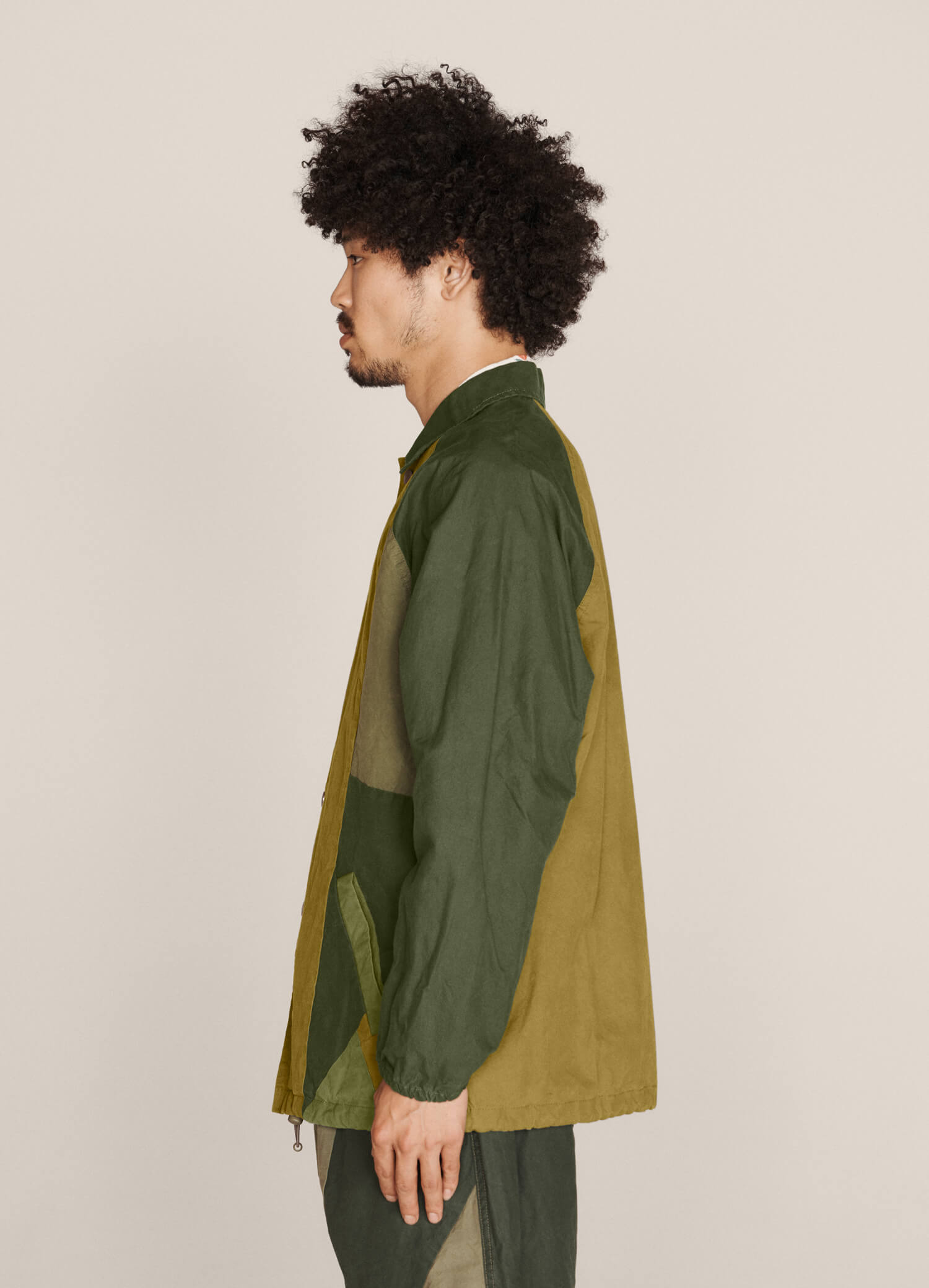 YMC Jocks Organic Cotton Patchwork Jacket - Green | Garmentory