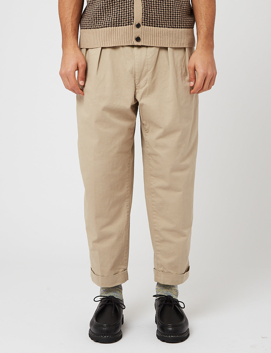 Beams Plus 2 Pleat Twill Trousers - Khaki | Garmentory