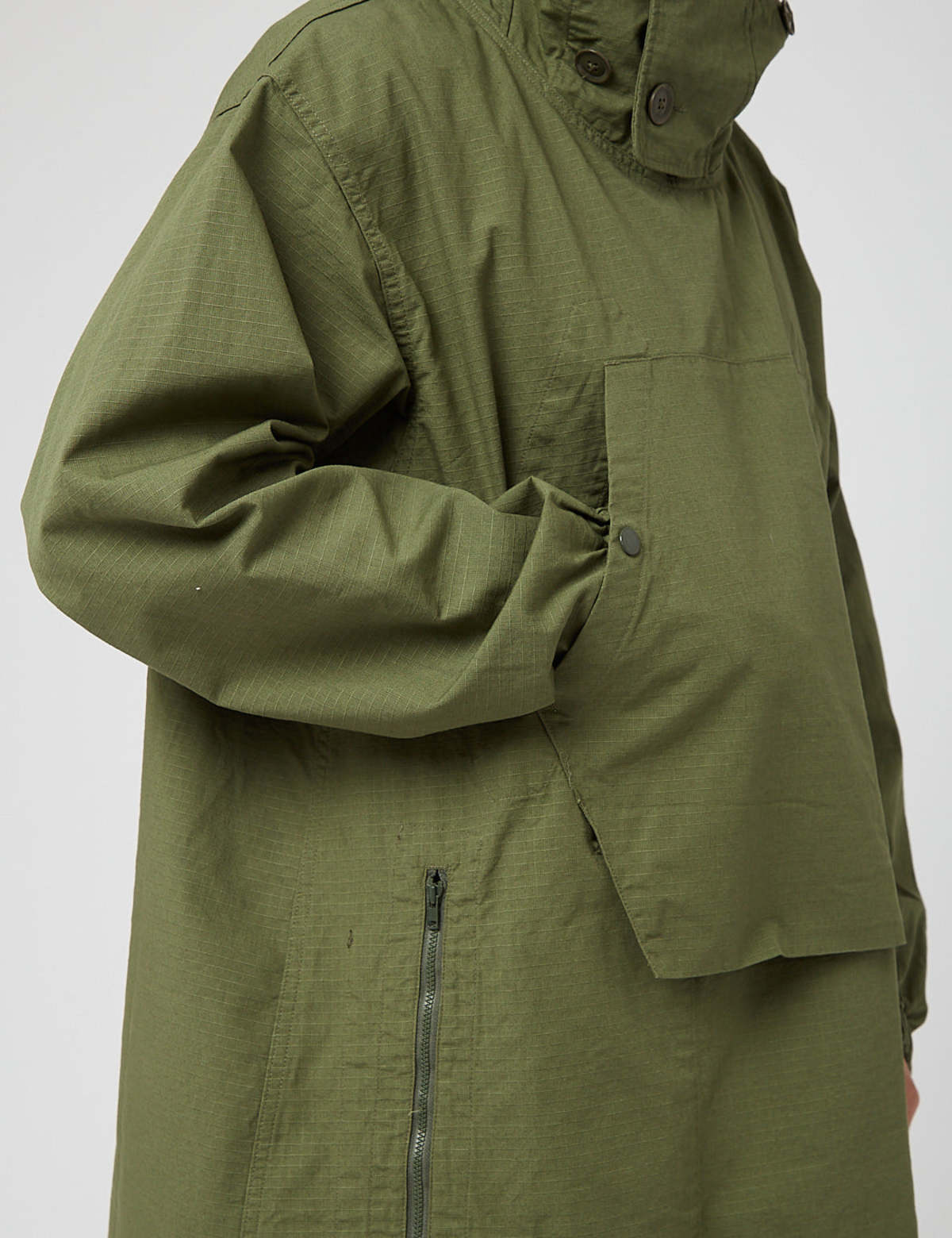 Engineered Garments Cotton Ripstop Over Parka - Olive Green | Garmentory
