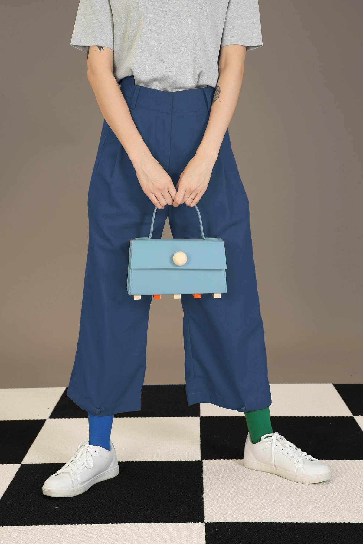 MATTER MATTERS Mini Trapezoid Satchel Bag with Strap - Light Blue ...