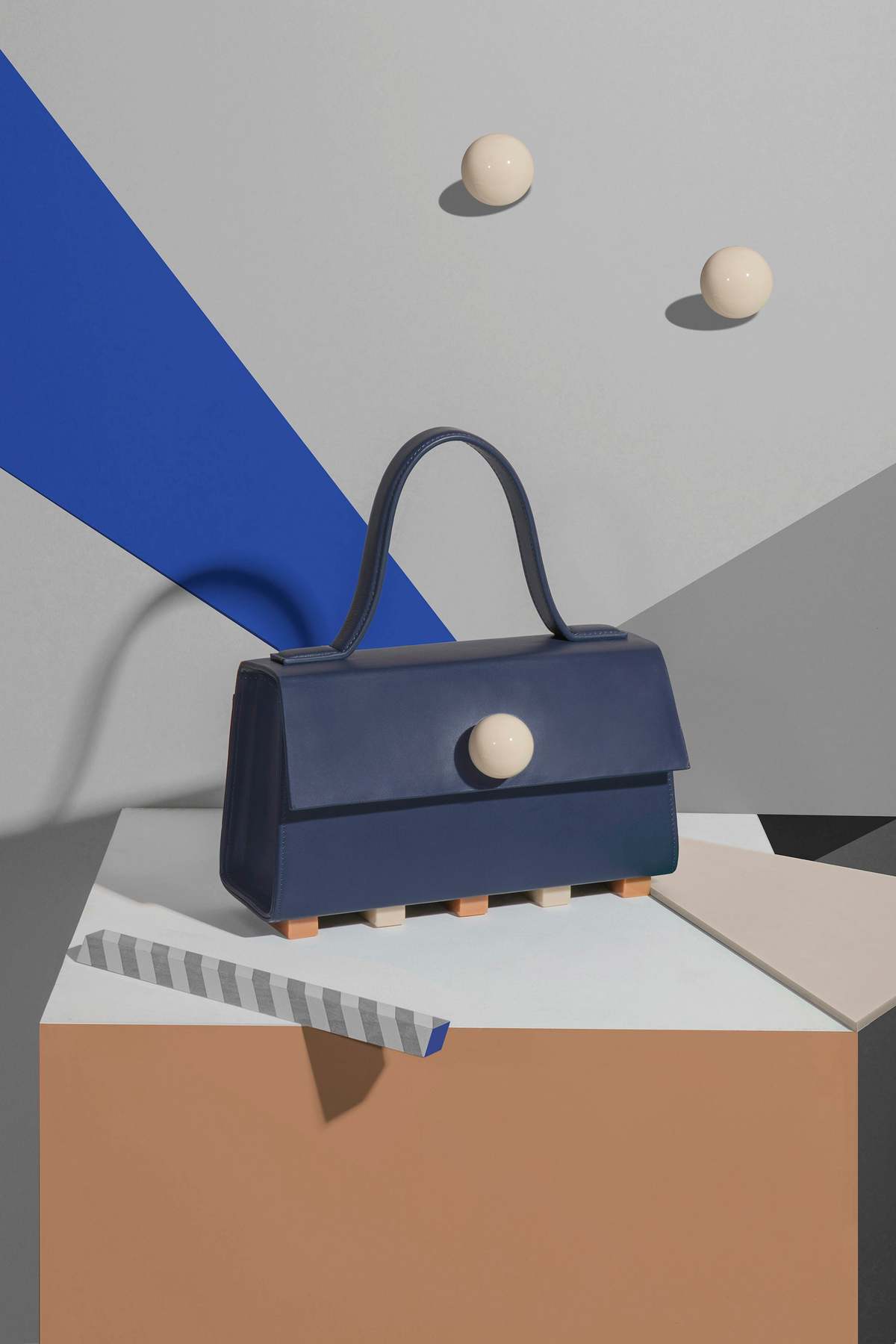 MATTER MATTERS Mini Trapezoid Strap Satchel Bag - Navy | Garmentory