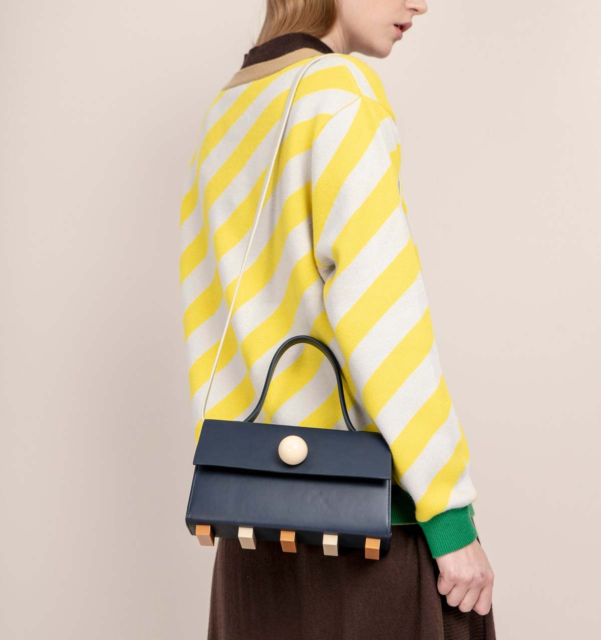 MATTER MATTERS Mini Trapezoid Strap Satchel Bag - Navy | Garmentory