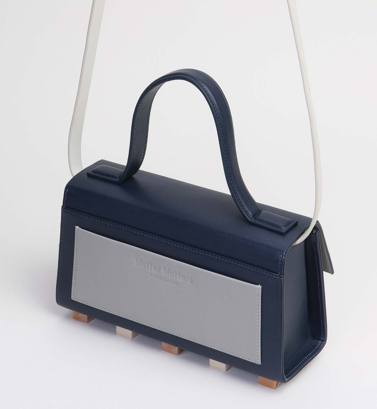MATTER MATTERS Mini Trapezoid Strap Satchel Bag - Navy | Garmentory