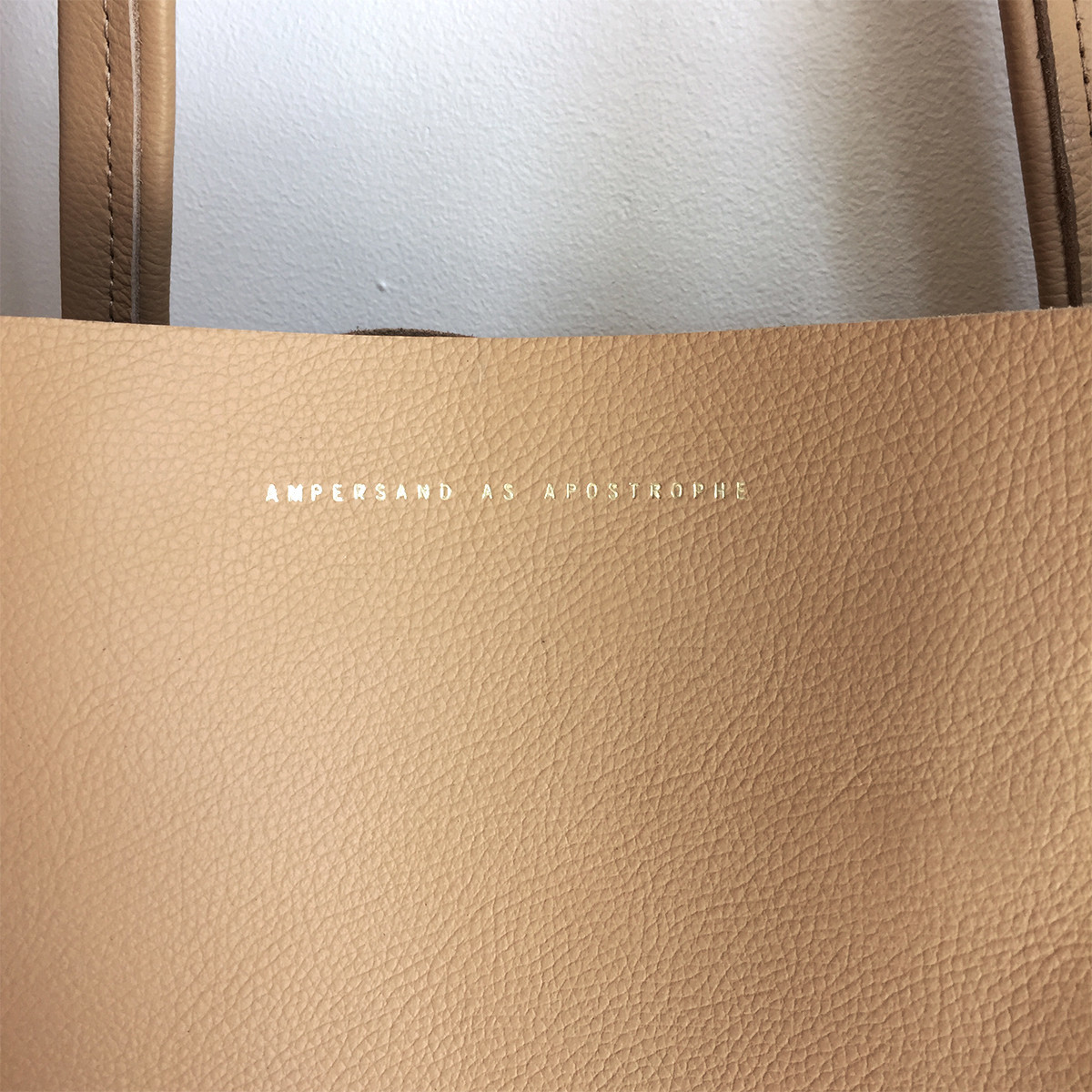 Ampersand as Apostrophe Sideways Tote in Camel | Garmentory