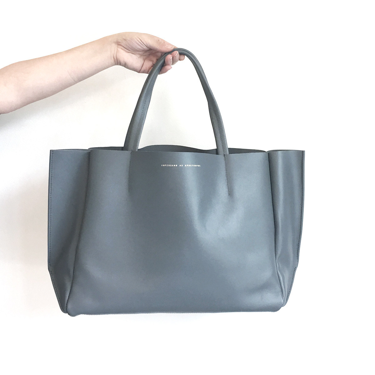 Ampersand as Apostrophe Sideways Tote Stiff in Steel Grey | Garmentory